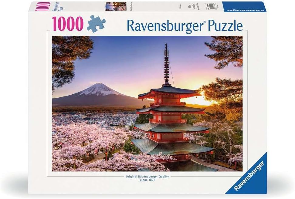 Mount Fuji Cherry Blossom View 1000pc Puzzle – HUZZAH! Toys