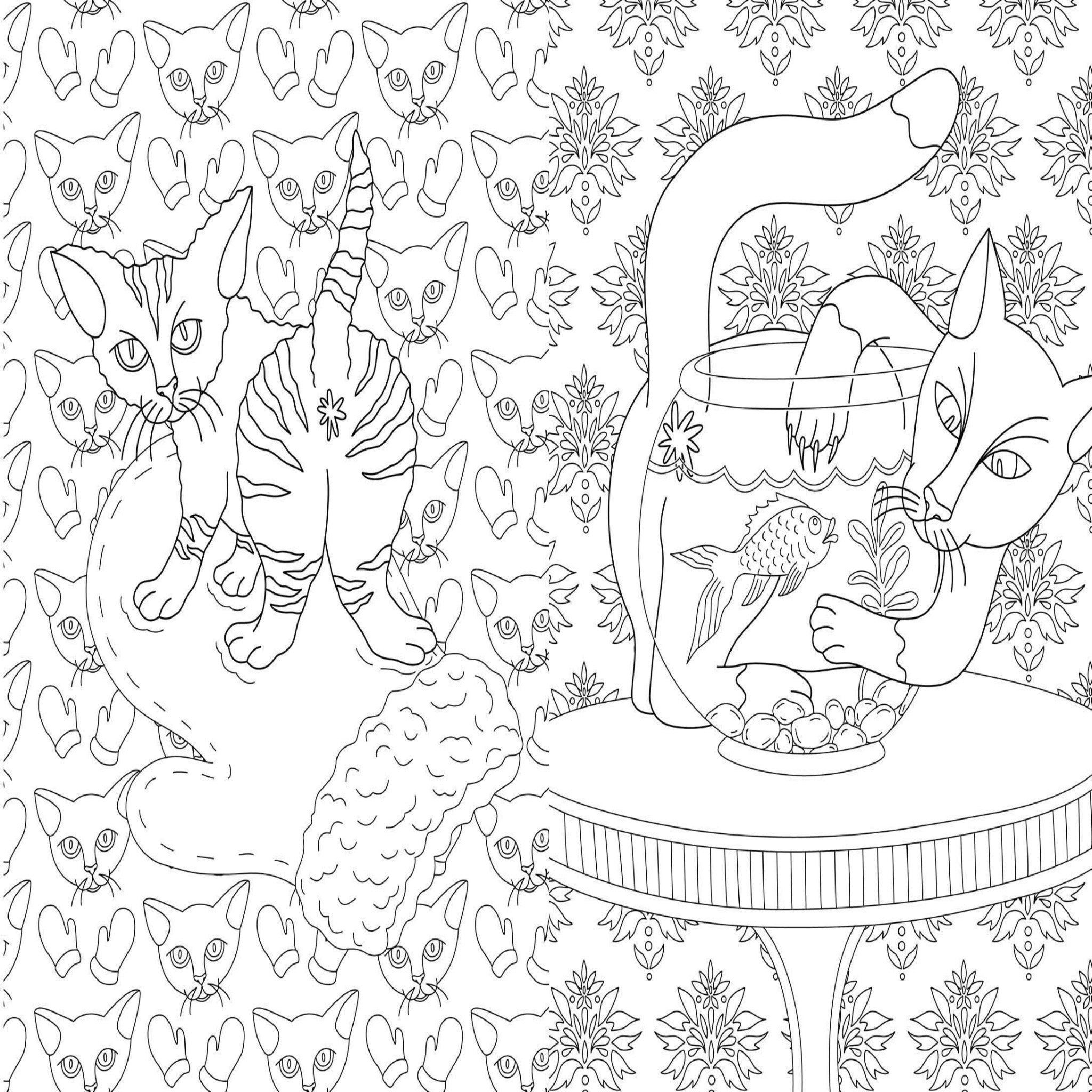 coloring pages adult cat